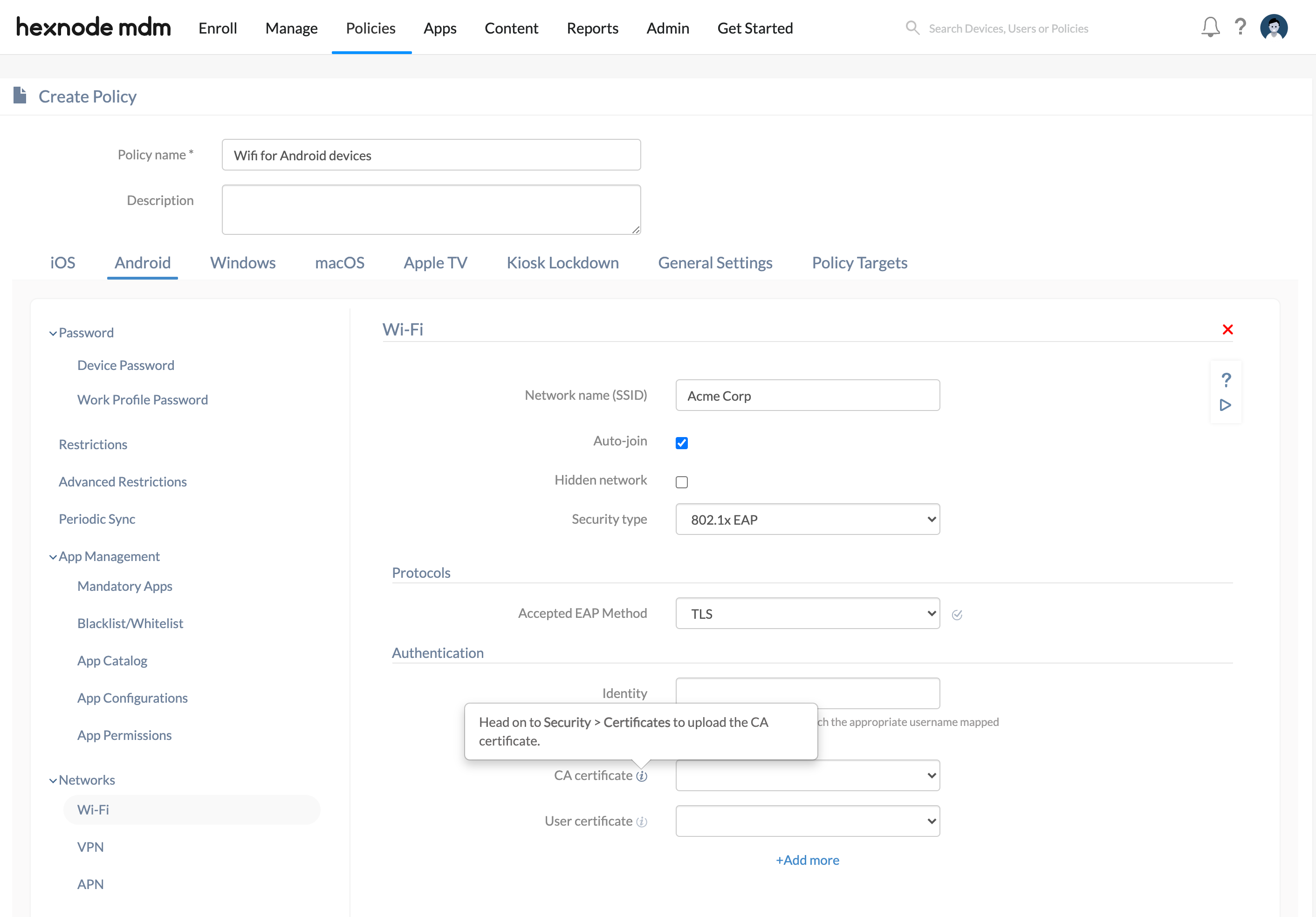 TLS Settings for Android Wi-Fi - Unified Endpoint Management Community ...