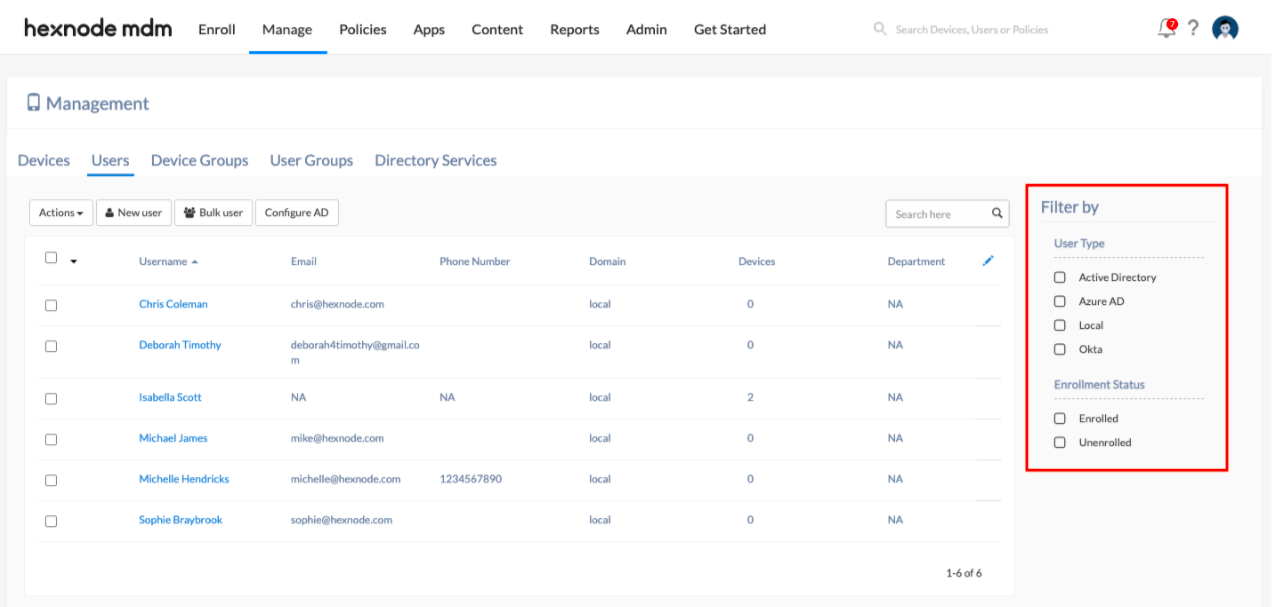 Managing Users in Hexnode - Hexnode Help Center