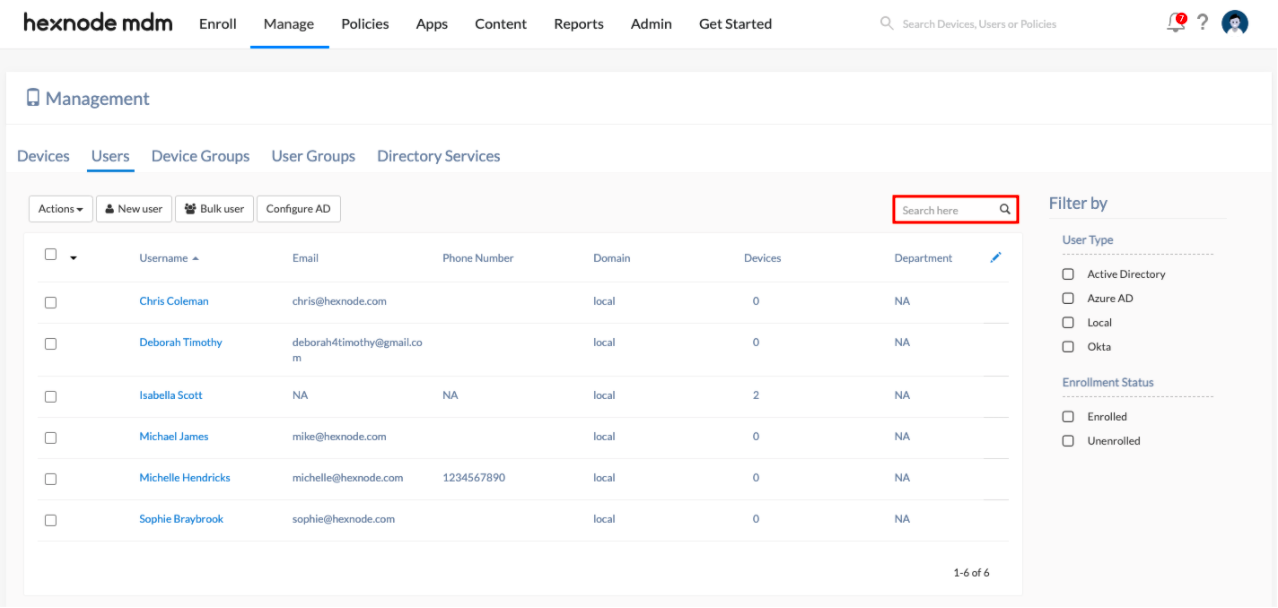 Managing Users in Hexnode - Hexnode Help Center