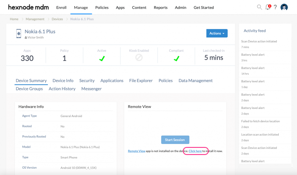 How to fix Remote View and Control issues for Android? - Hexnode Help Center