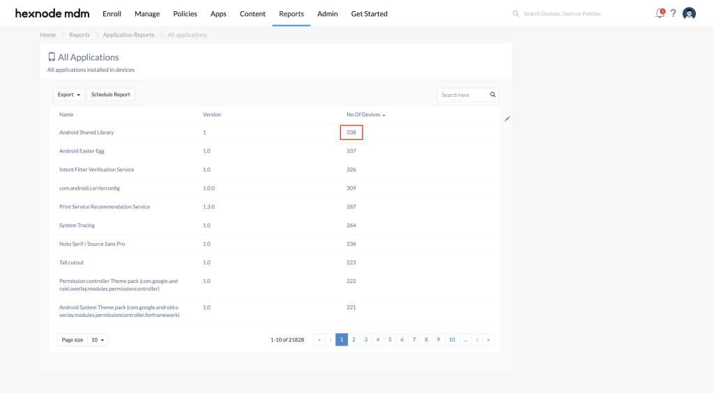 Application Reports in Hexnode UEM - Hexnode Help Center