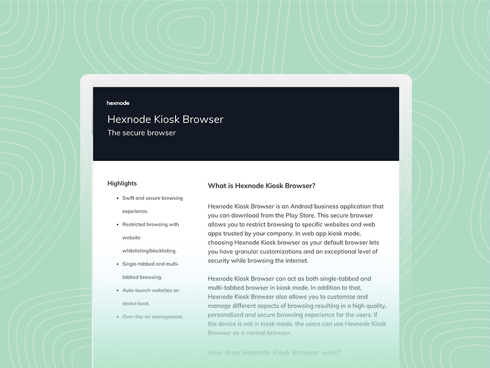 Hexnode Kiosk Browser